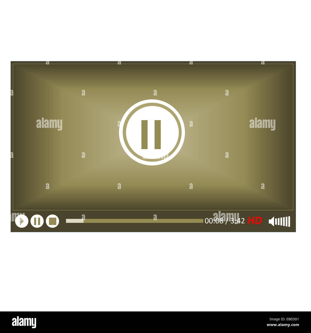 Detailed brown video screen in white background, pause mode Stock Photo ...