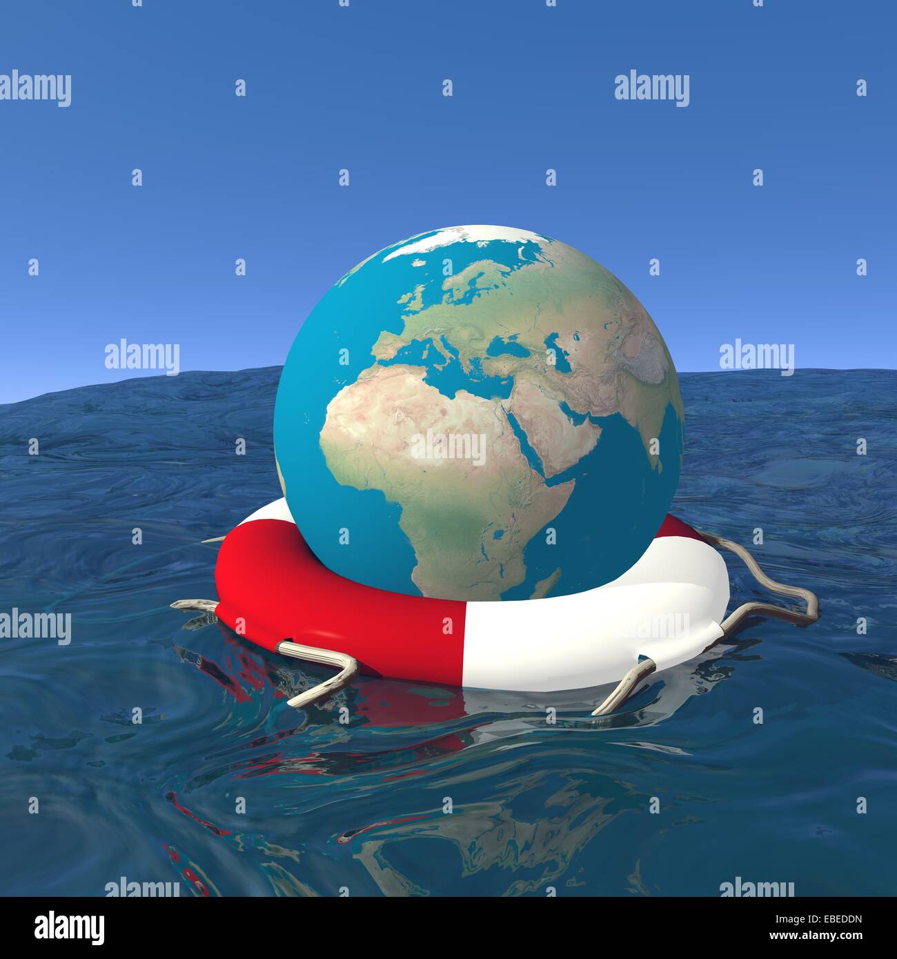 Earth floating on the ocean thanks to a buoy Stock Photo - Alamy