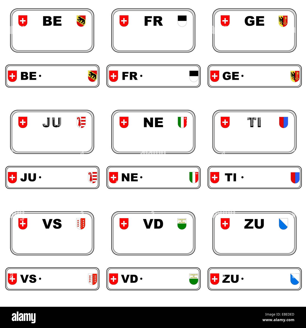 Nine swiss front and back plate numbers in white background Stock Photo ...