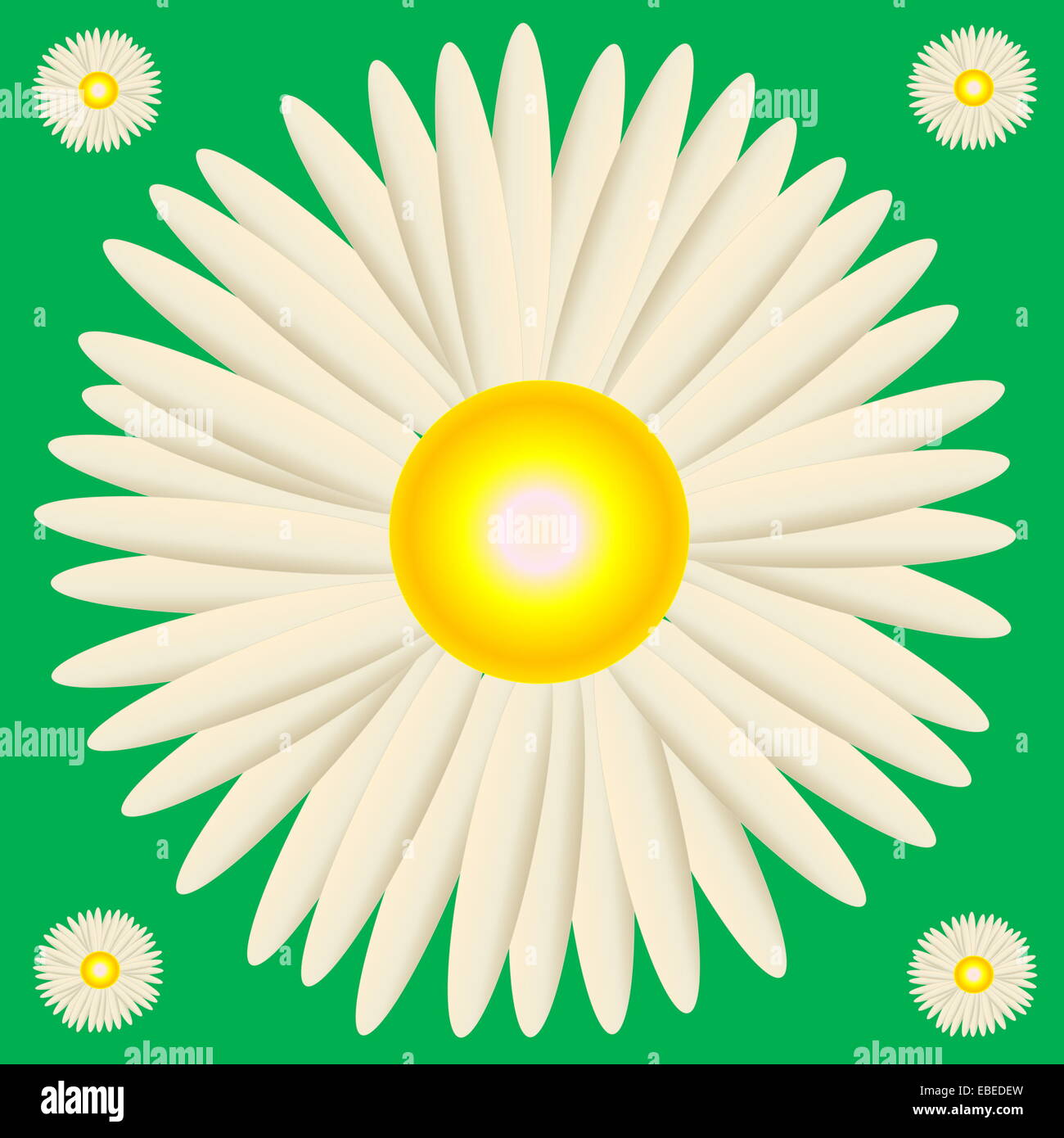 Big white daisy surrounded by small ones in green background Stock ...