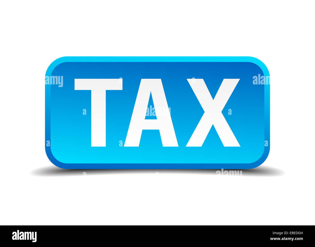 Tax blue 3d realistic square isolated button Stock Photo - Alamy