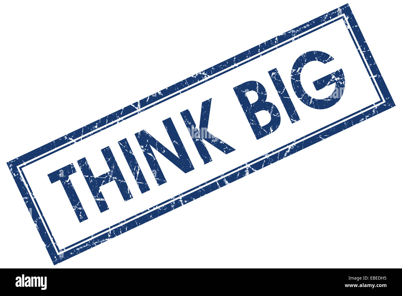 Think big blue square grungy stamp isolated on white background Stock ...