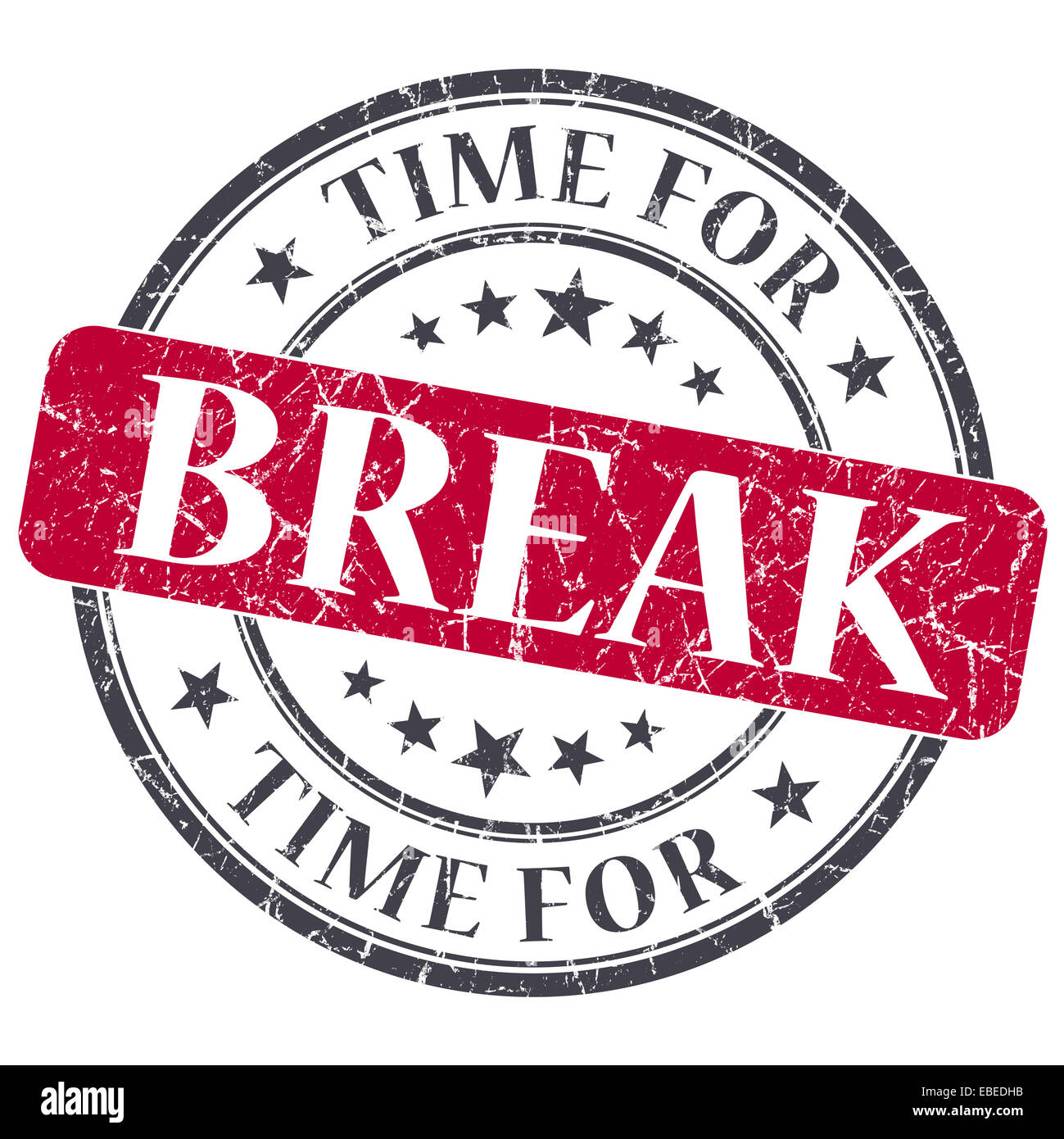 Time for break red grunge textured vintage isolated stamp Stock Photo ...