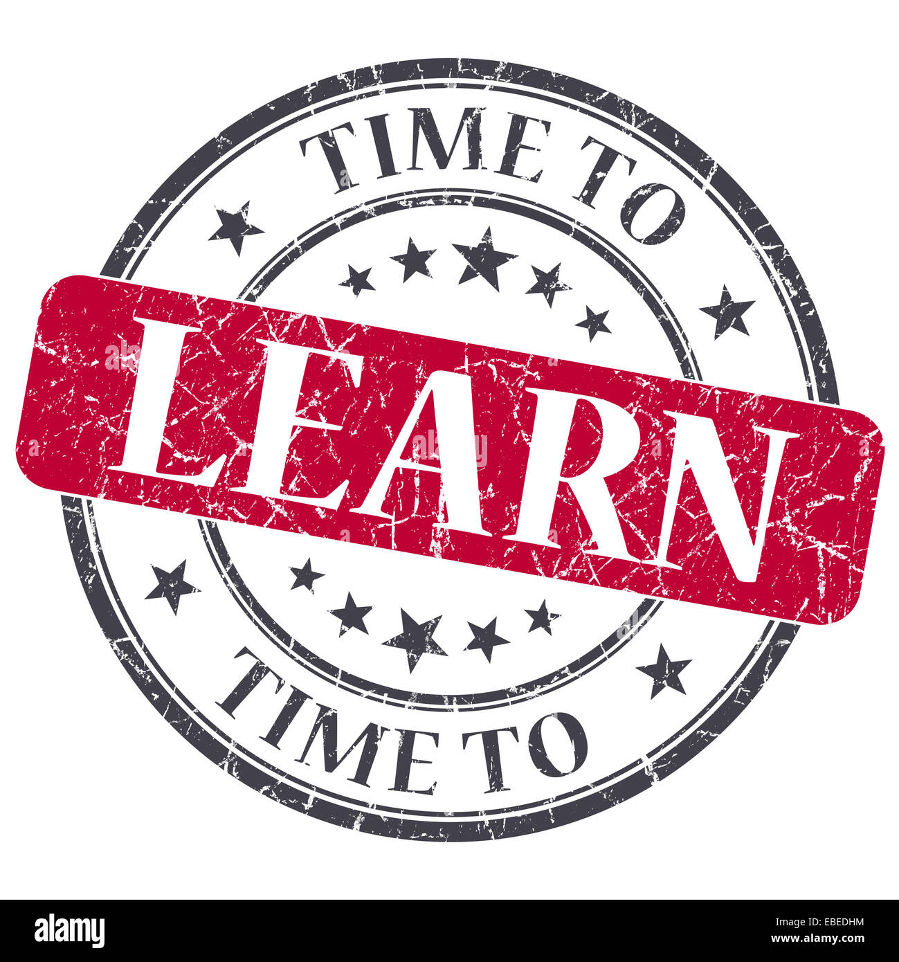 Time to learn red grunge textured vintage isolated stamp Stock Photo ...