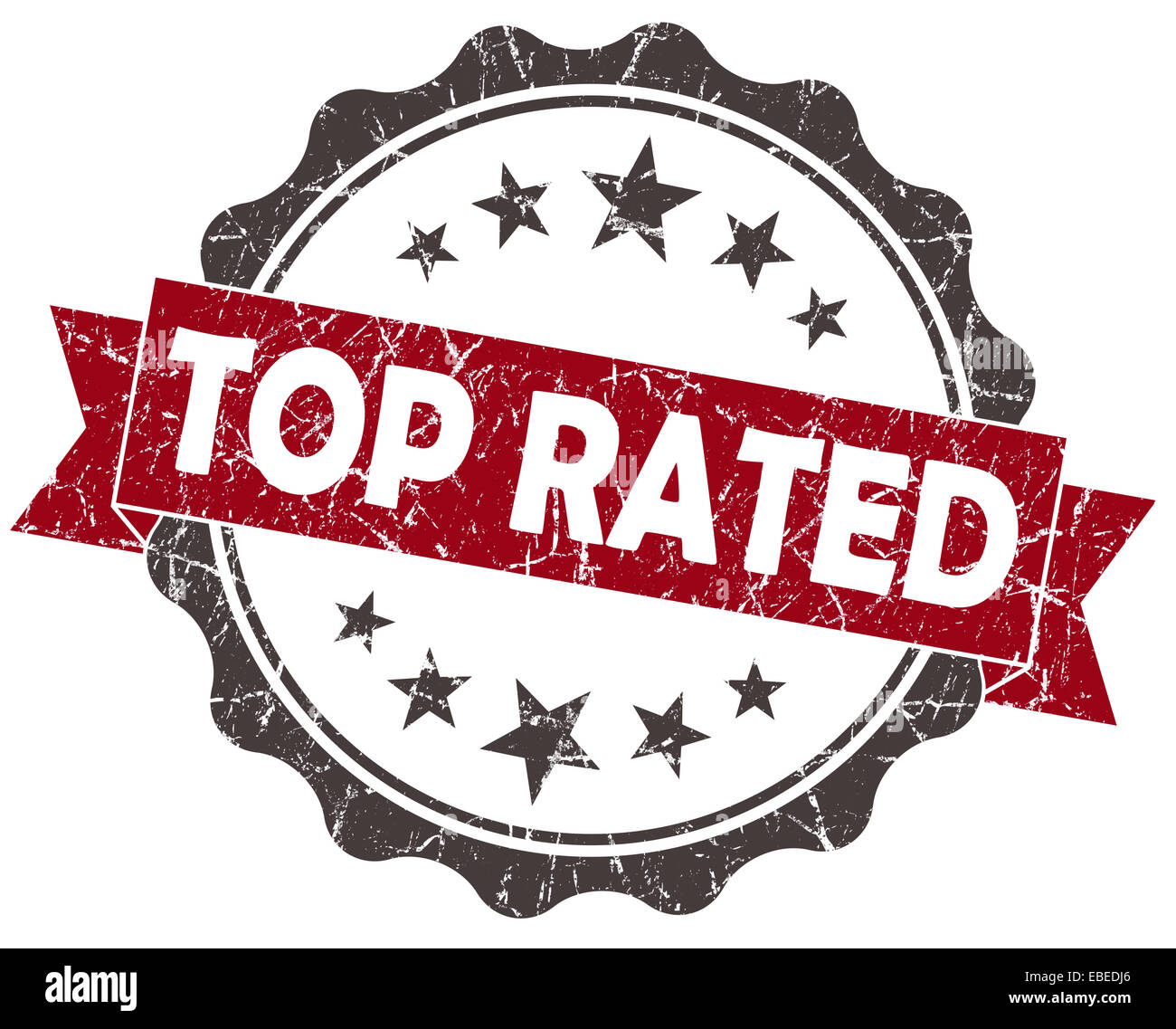 Top Rated red grunge vintage seal isolated on white Stock Photo - Alamy