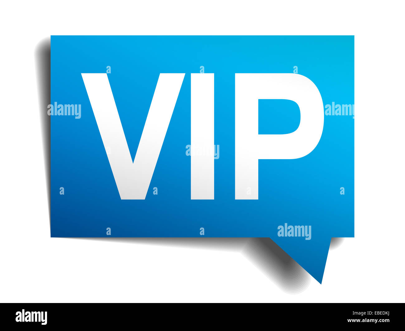 Vip blue 3d realistic paper speech bubble isolated on white Stock Photo ...