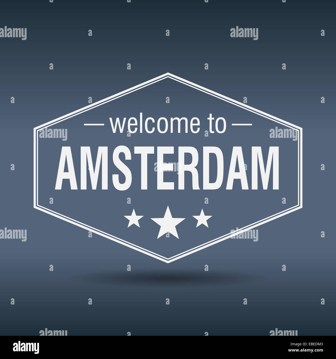 welcome to Amsterdam hexagonal white vintage label Stock Photo - Alamy