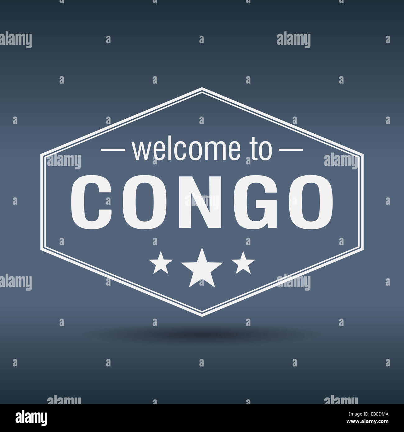 welcome to Congo hexagonal white vintage label Stock Photo - Alamy