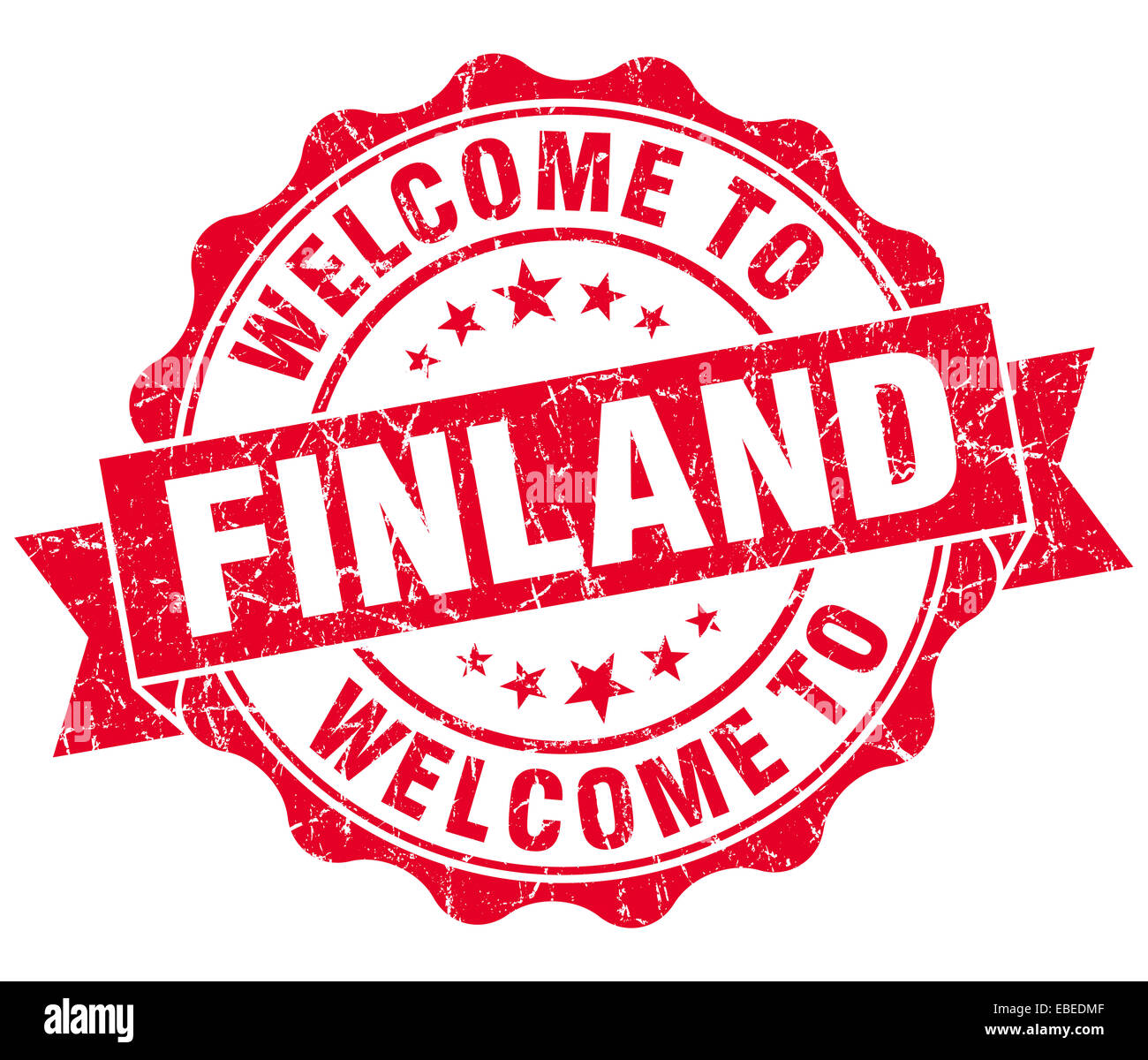 Welcome to Finland red grungy vintage isolated seal Stock Photo - Alamy