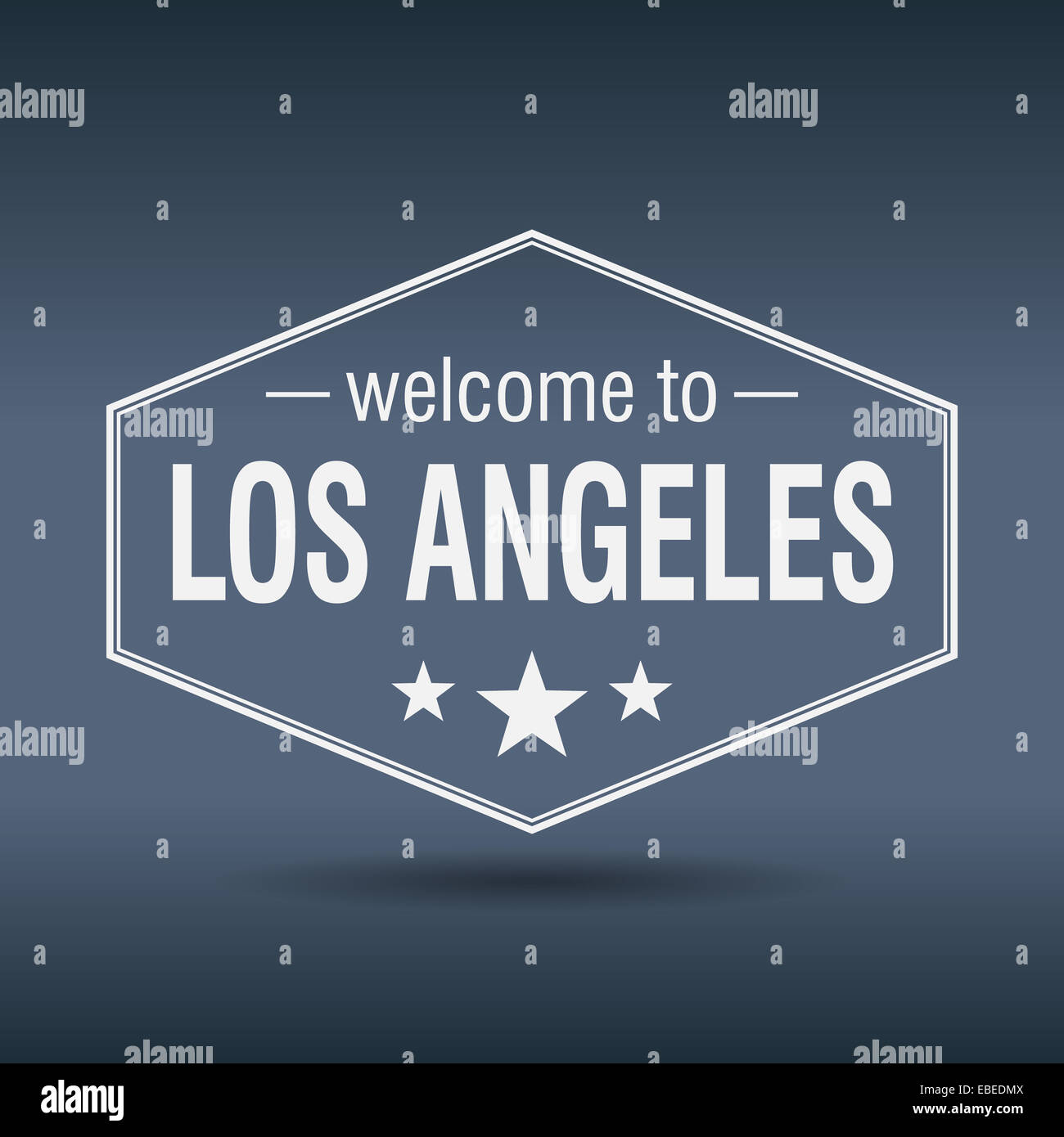 welcome to Los Angeles hexagonal white vintage label Stock Photo - Alamy