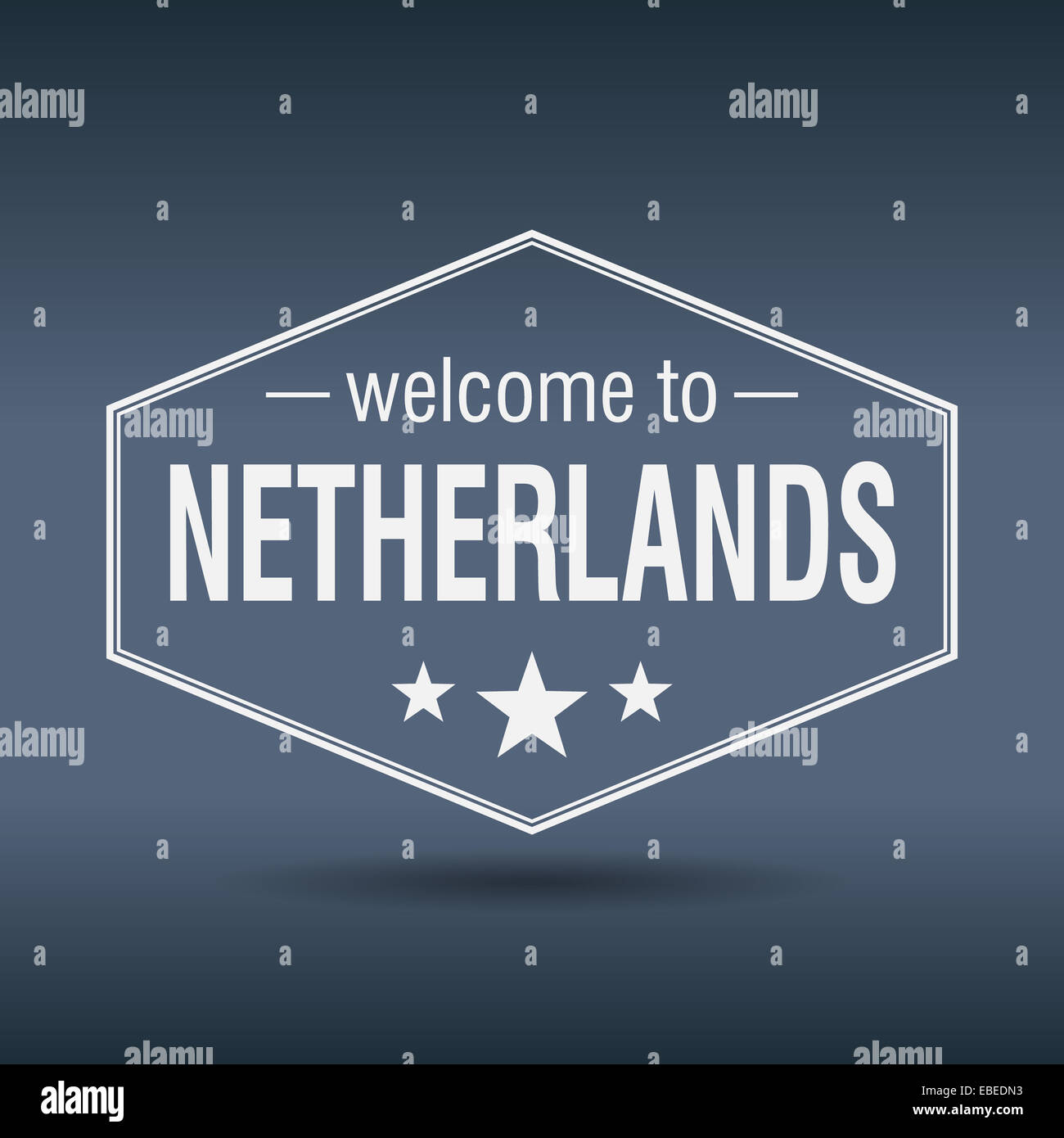 welcome to Netherlands hexagonal white vintage label Stock Photo - Alamy