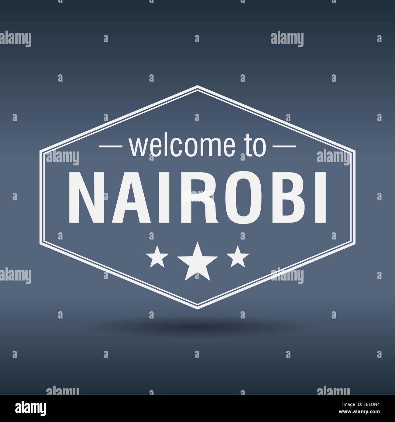 welcome to Nairobi hexagonal white vintage label Stock Photo - Alamy