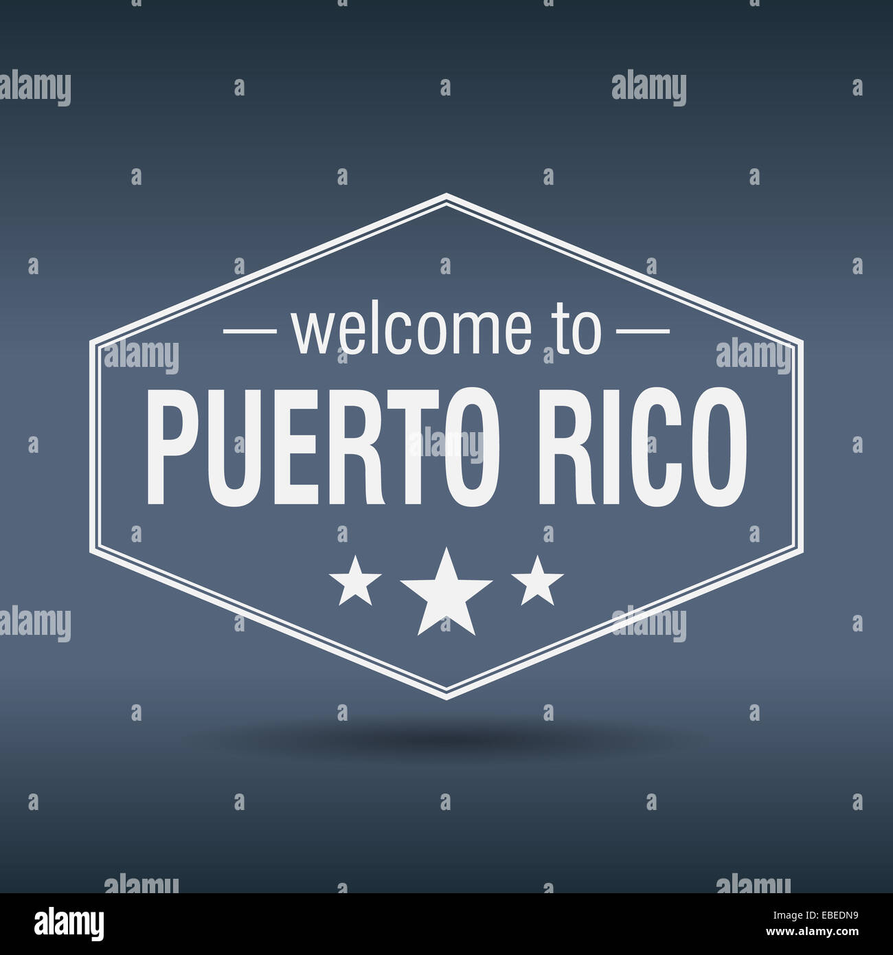 welcome to Puerto Rico hexagonal white vintage label Stock Photo - Alamy