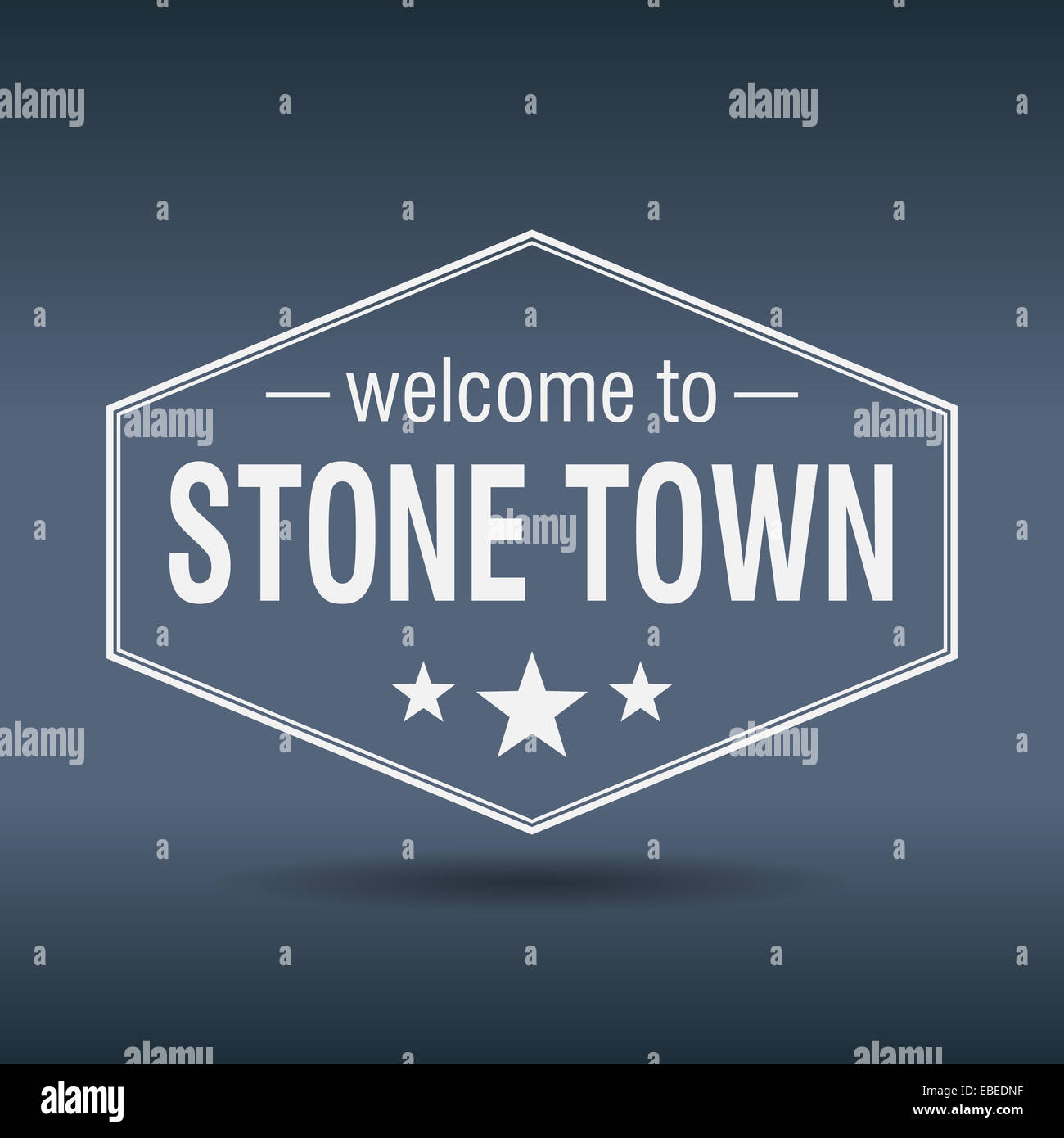welcome to Stone Town hexagonal white vintage label Stock Photo - Alamy