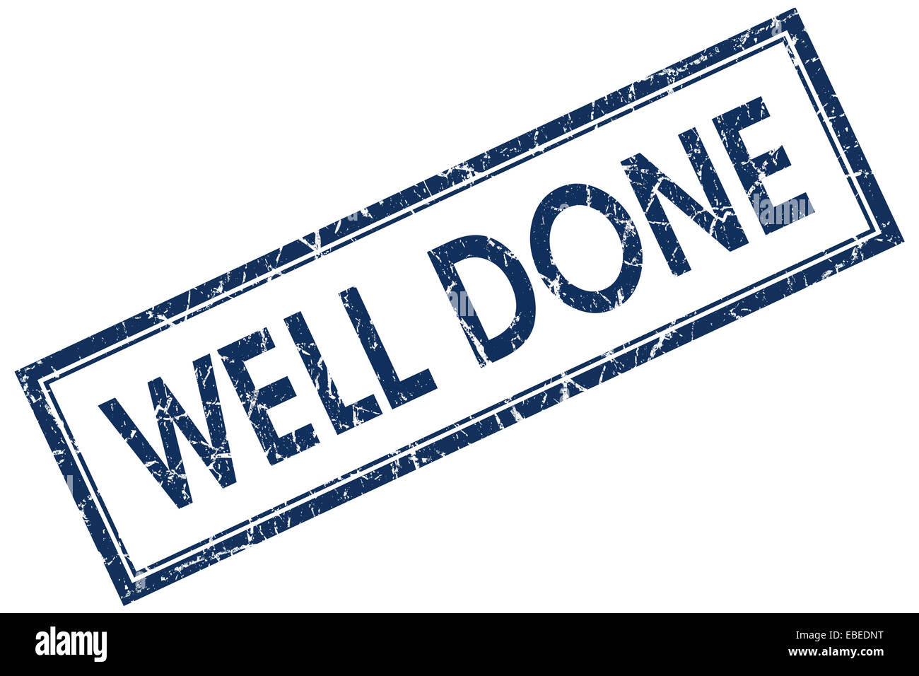 well done blue square stamp Stock Photo - Alamy