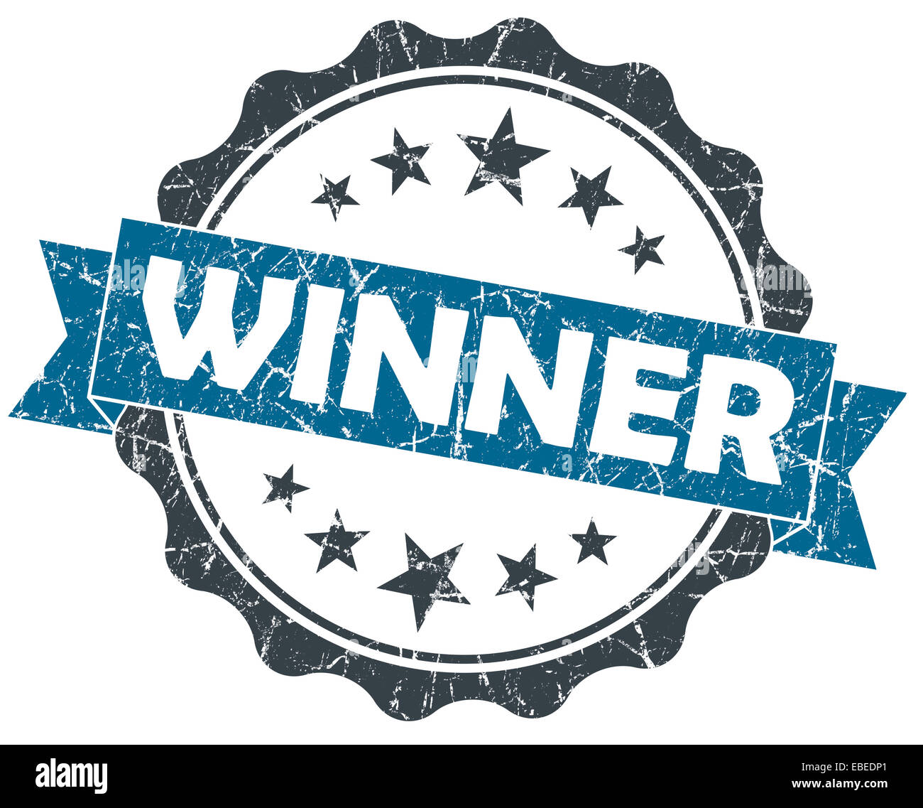 Winner blue grunge vintage seal isolated on white Stock Photo - Alamy