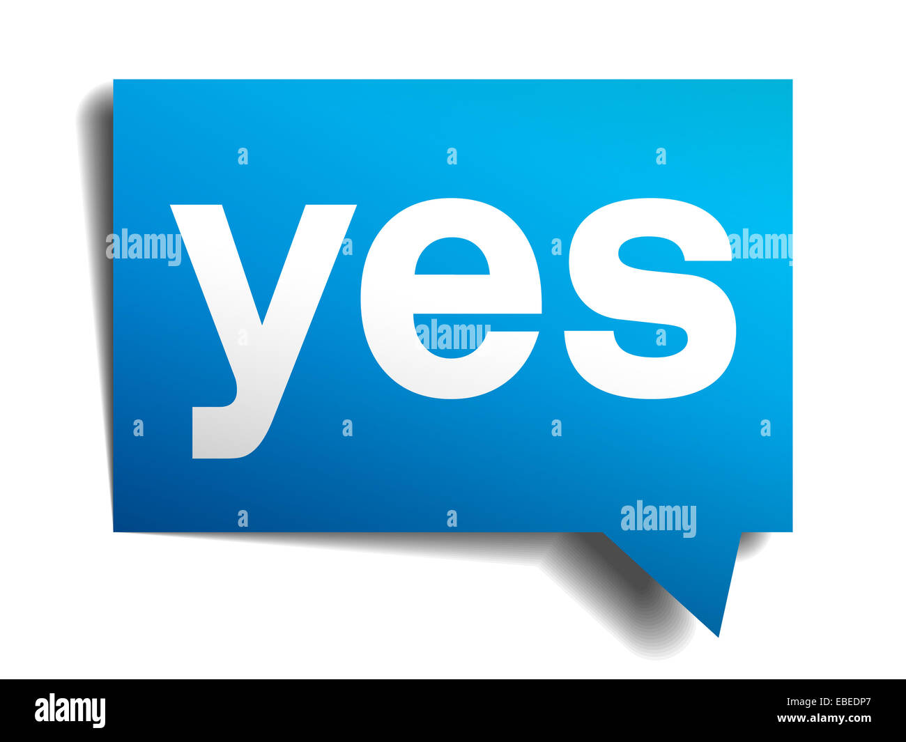 Yes blue 3d realistic paper speech bubble isolated on white Stock Photo ...