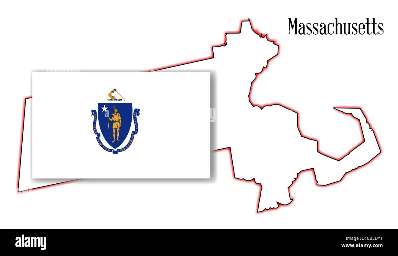 State map outline of Massachusetts over a white background Stock Photo ...