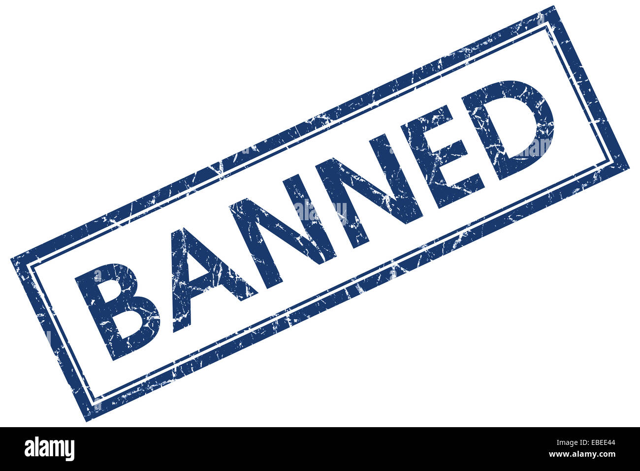 banned blue square stamp isolated on white background Stock Photo - Alamy
