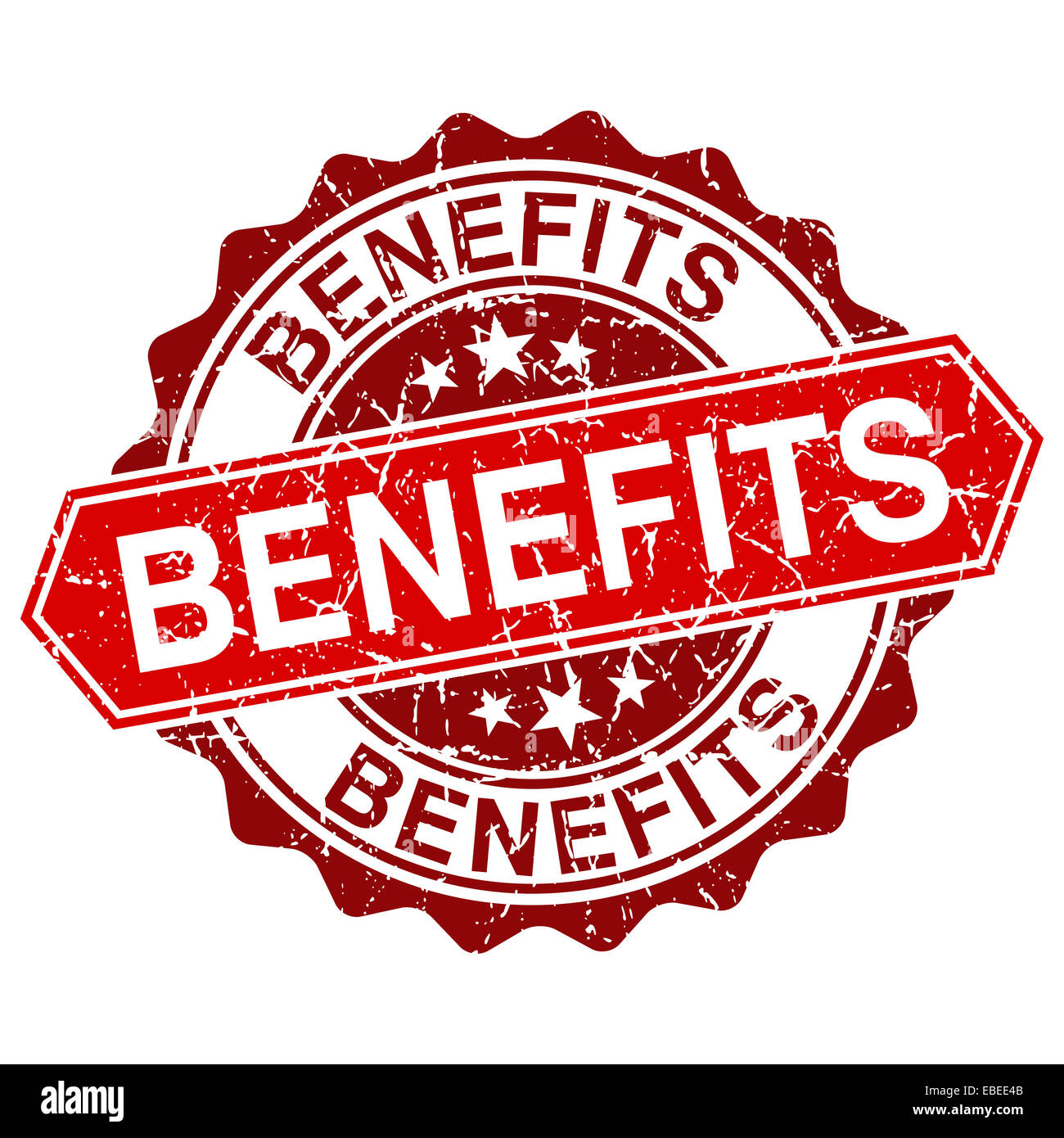 Benefits red vintage stamp isolated on white background Stock Photo - Alamy