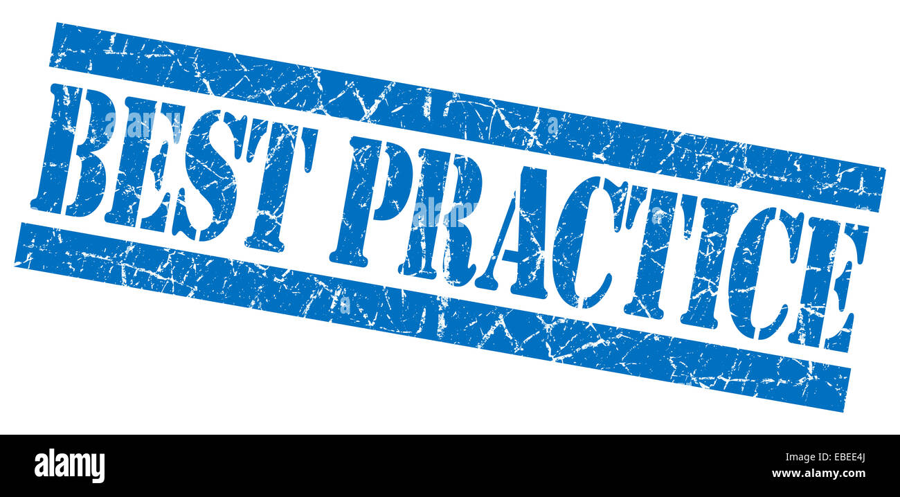 Best practice blue square grunge textured stamp isolated on white Stock ...