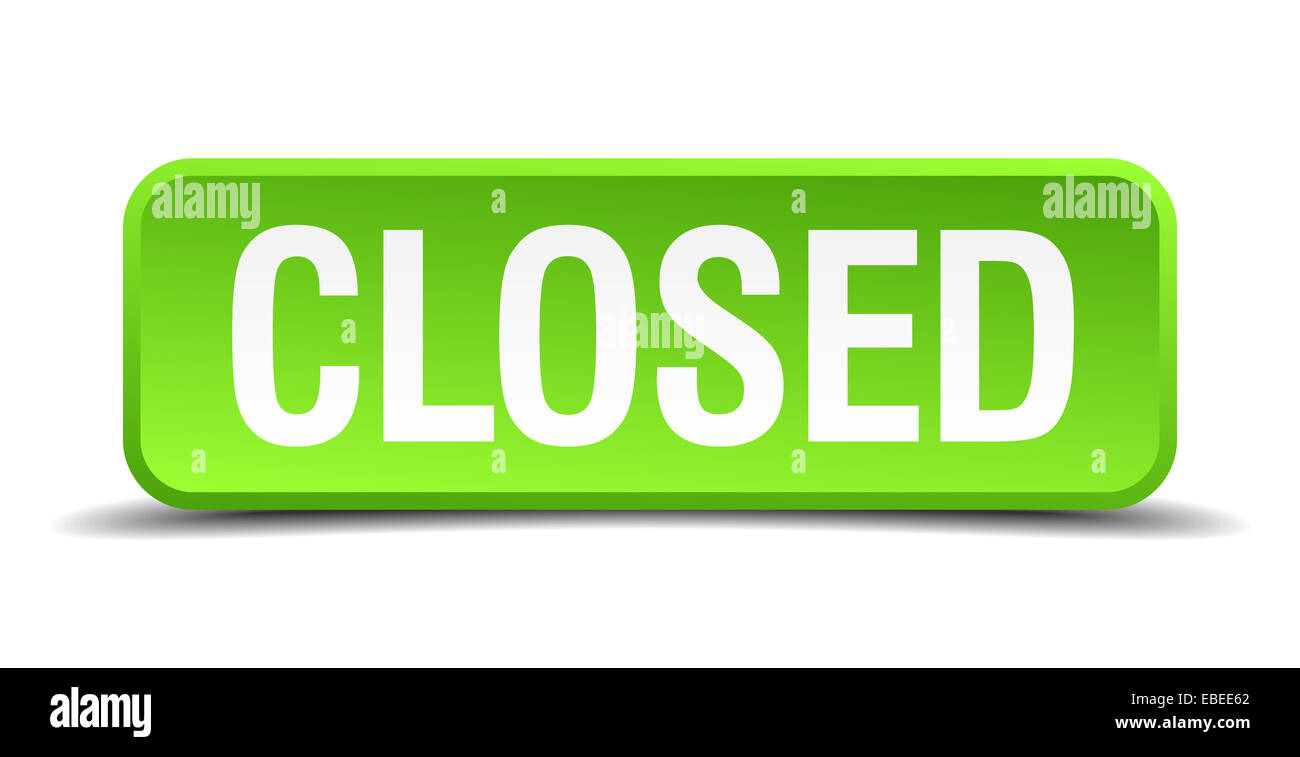 closed green 3d realistic square isolated button Stock Photo - Alamy
