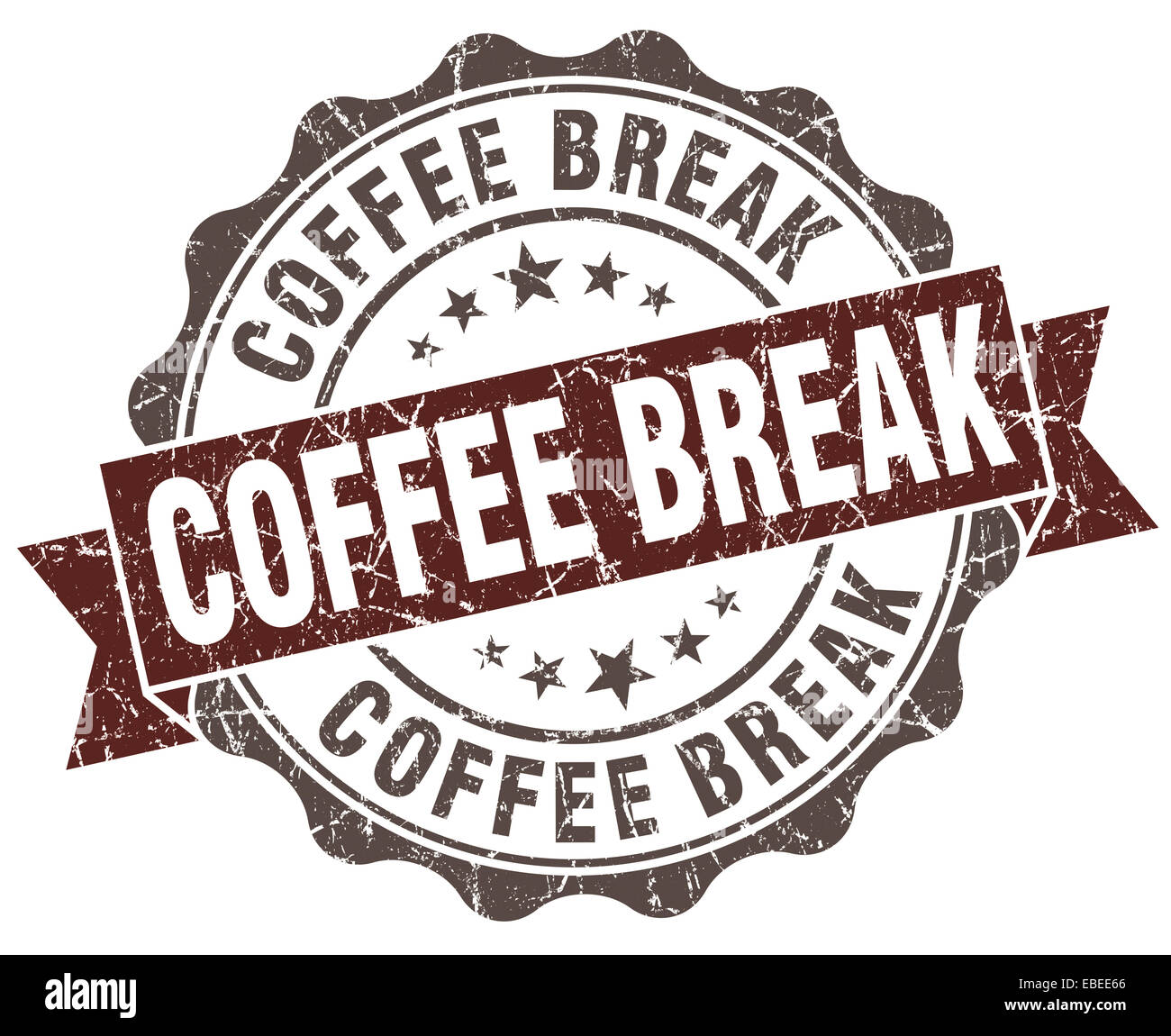 Coffee break brown grunge retro style isolated seal Stock Photo - Alamy