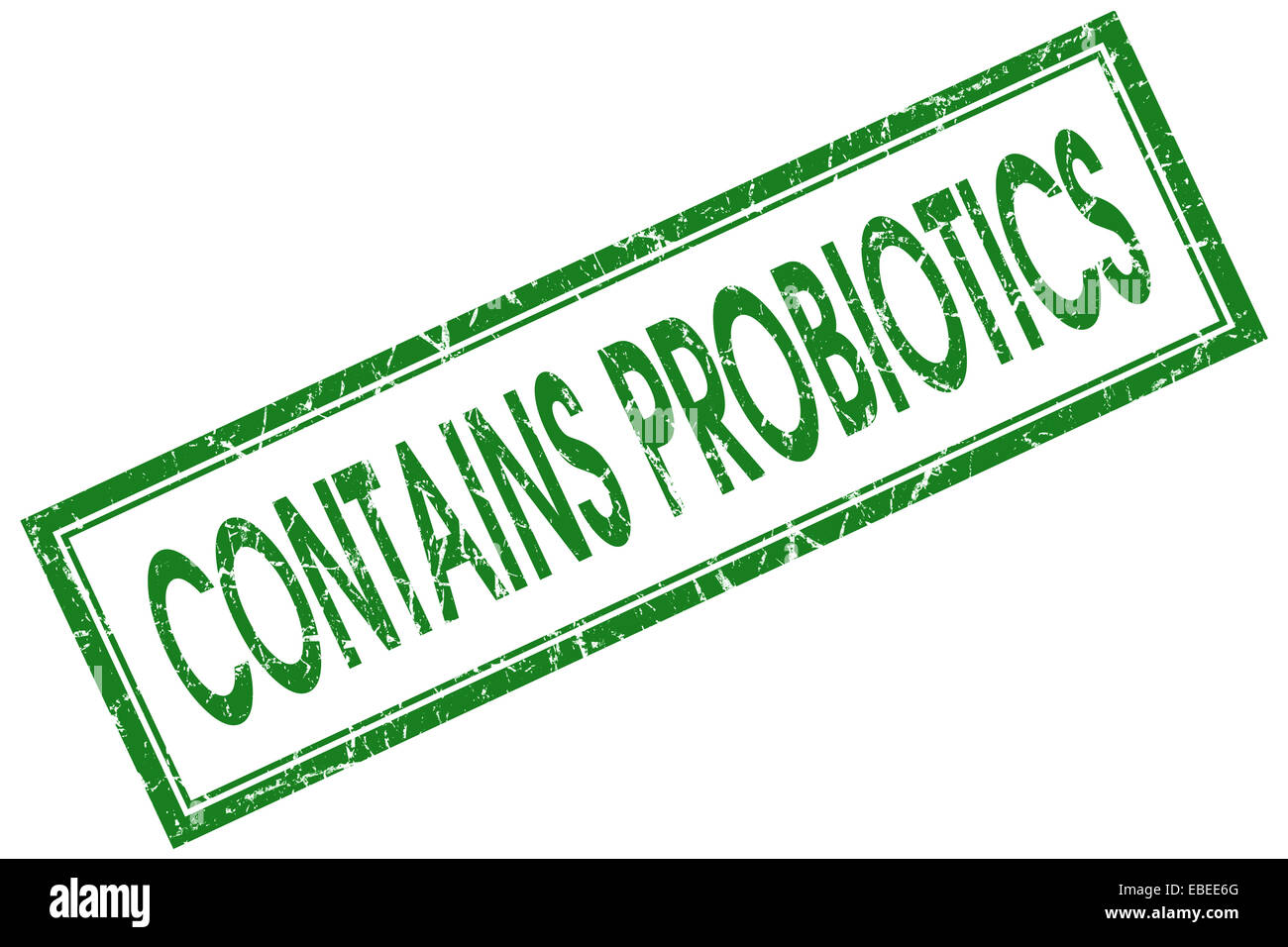 contains probiotics green square stamp isolated on white background ...