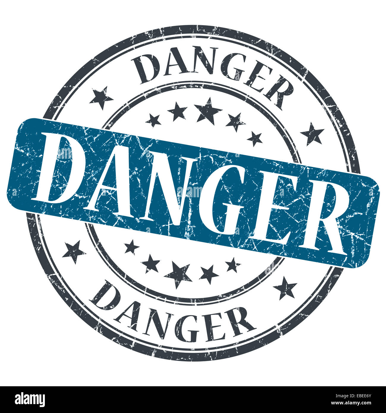 Danger blue round grungy stamp isolated on white background Stock Photo ...