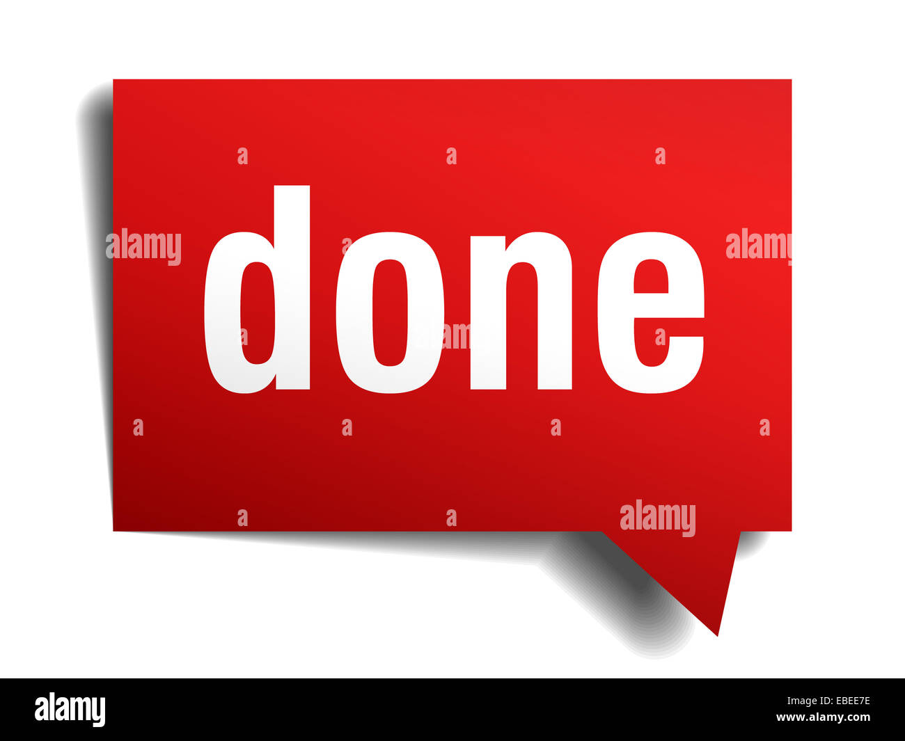 Done red 3d realistic paper speech bubble isolated on white Stock Photo ...