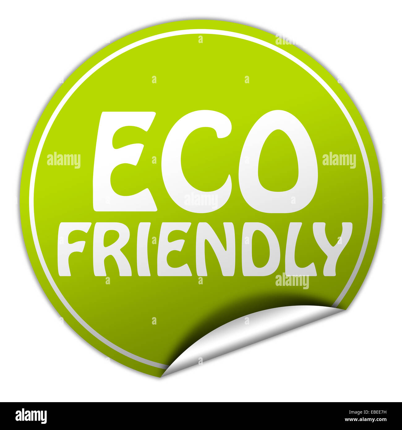 ECO FRIENDLY round green sticker on white background Stock Photo - Alamy