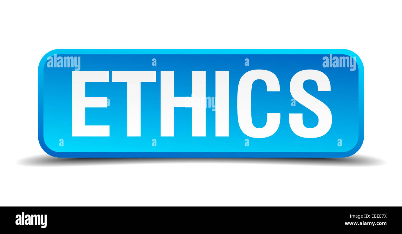 ethics blue 3d realistic square isolated button Stock Photo - Alamy