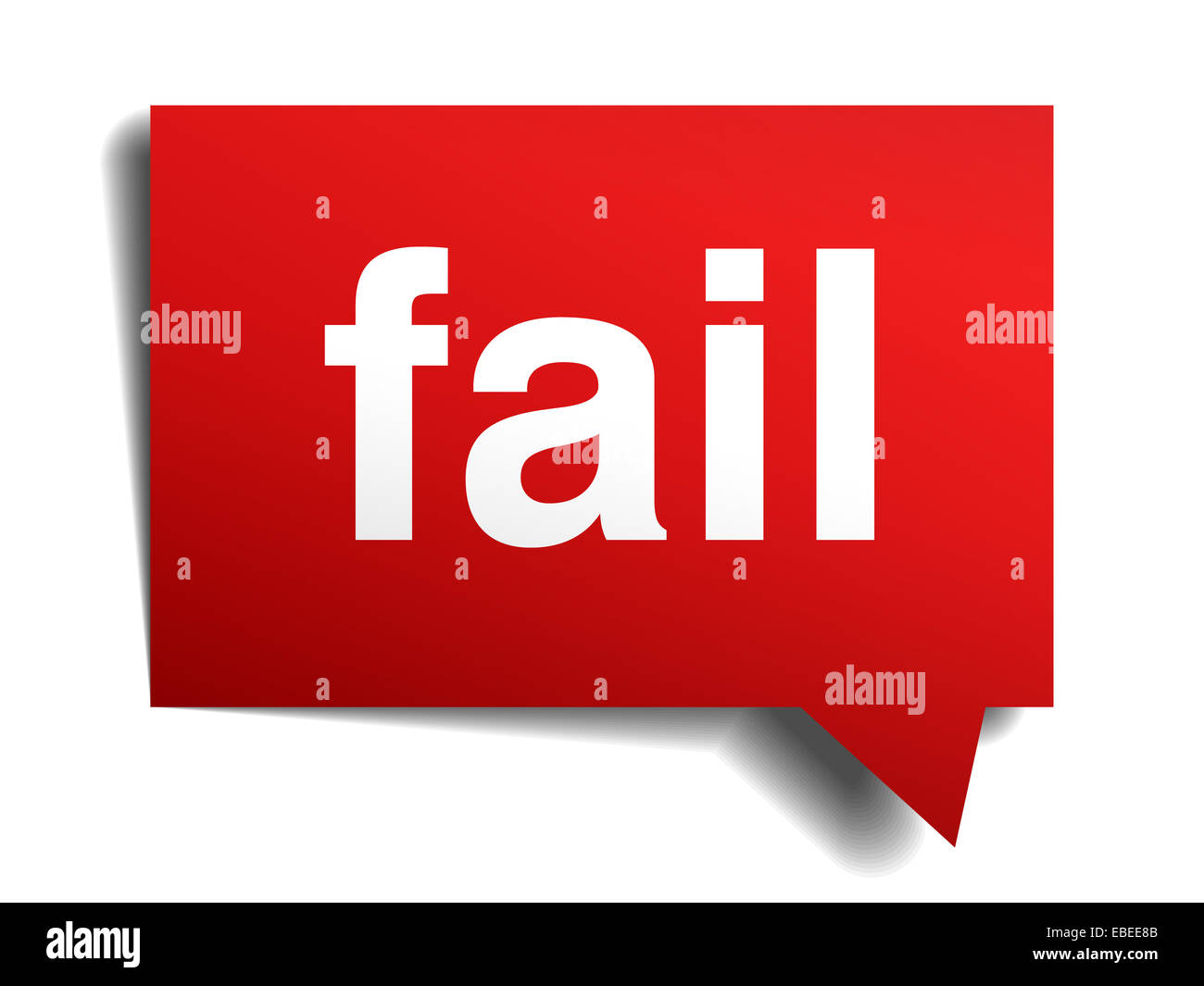 Fail red 3d realistic paper speech bubble isolated on white Stock Photo ...