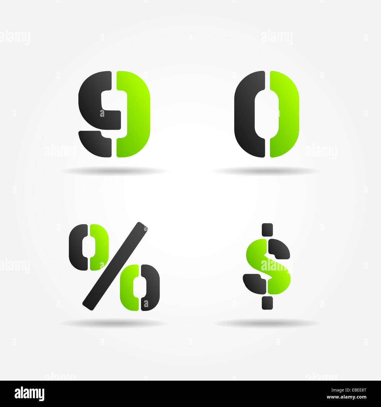 90 3d green stencil numbers Stock Photo - Alamy