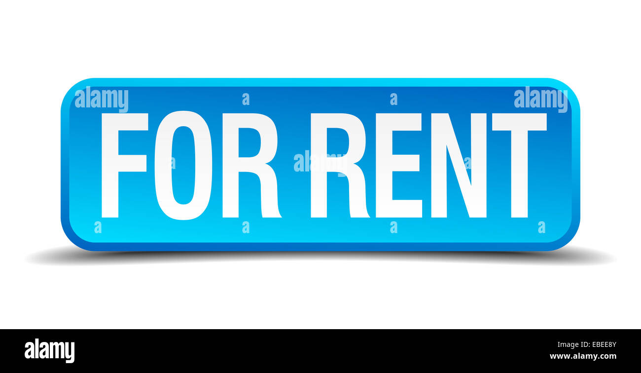 for rent blue 3d realistic square isolated button Stock Photo - Alamy