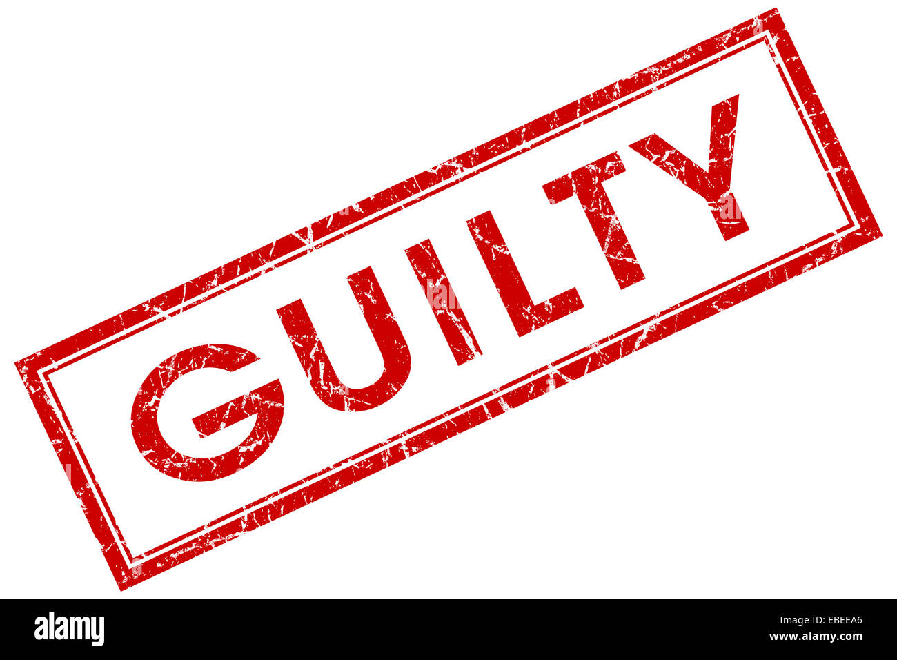 guilty red square stamp isolated on white background Stock Photo - Alamy