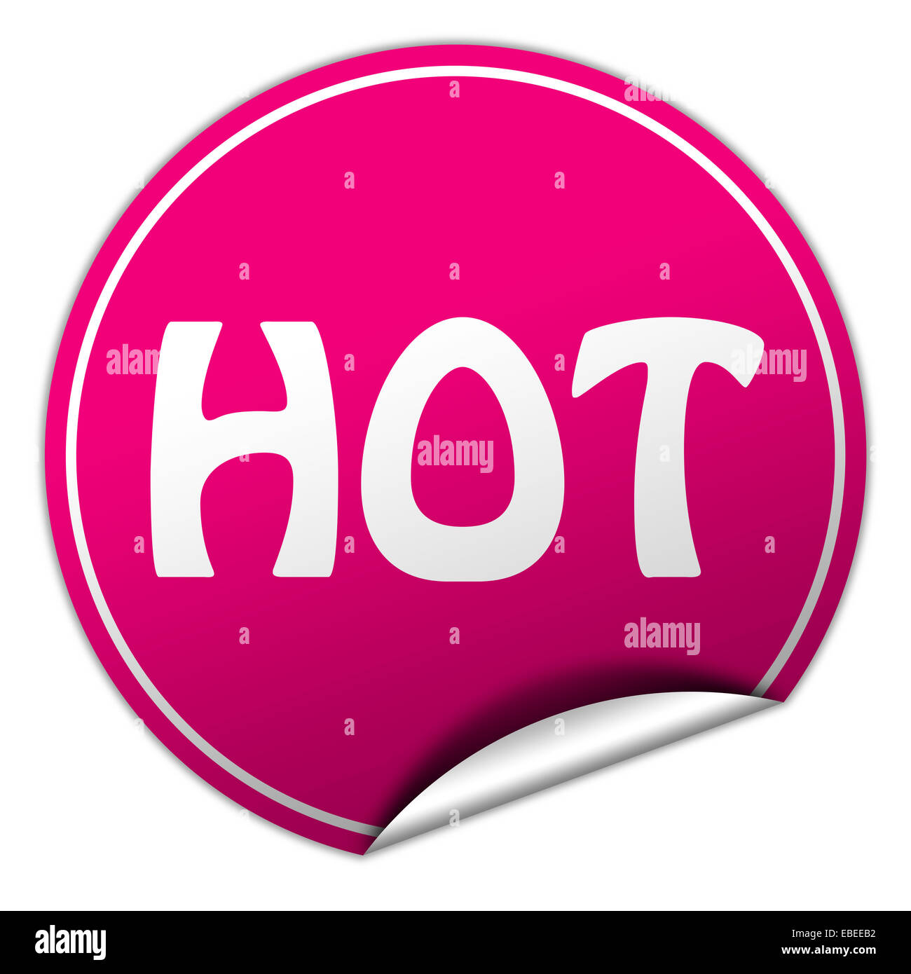 hot round pink sticker on white background Stock Photo - Alamy