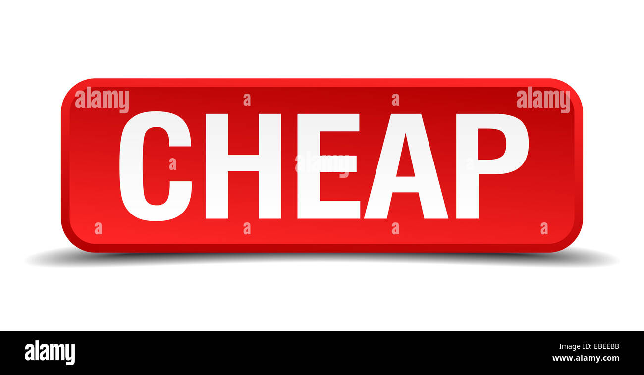 cheap red 3d square button on white background Stock Photo - Alamy