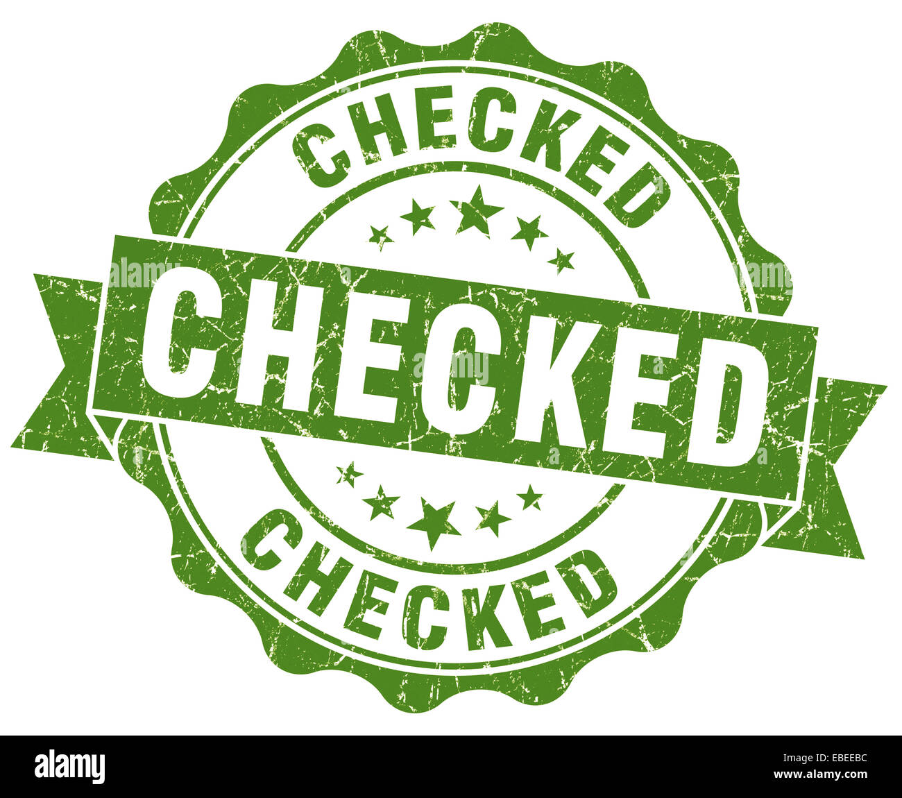 checked green grunge stamp Stock Photo - Alamy