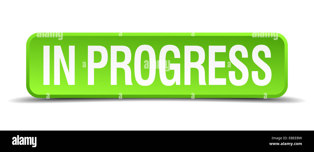 in progress green 3d realistic square isolated button Stock Photo - Alamy