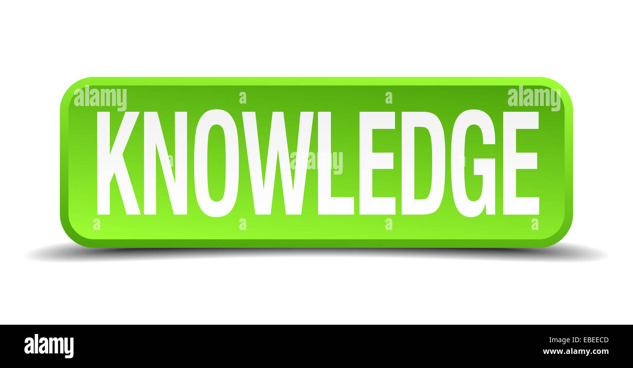 Knowledge green 3d realistic square isolated button Stock Photo - Alamy