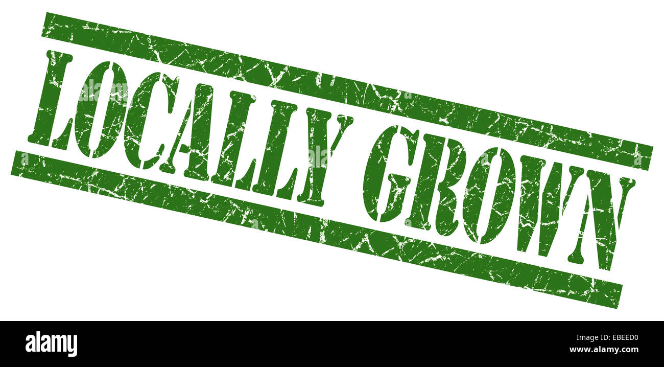 locally grown green grungy stamp on white background Stock Photo - Alamy