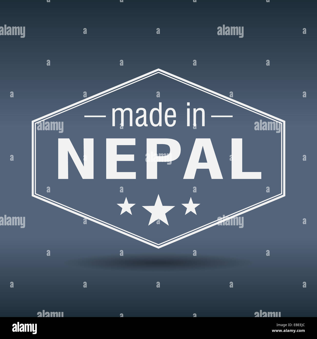 made in Nepal hexagonal white vintage label Stock Photo - Alamy