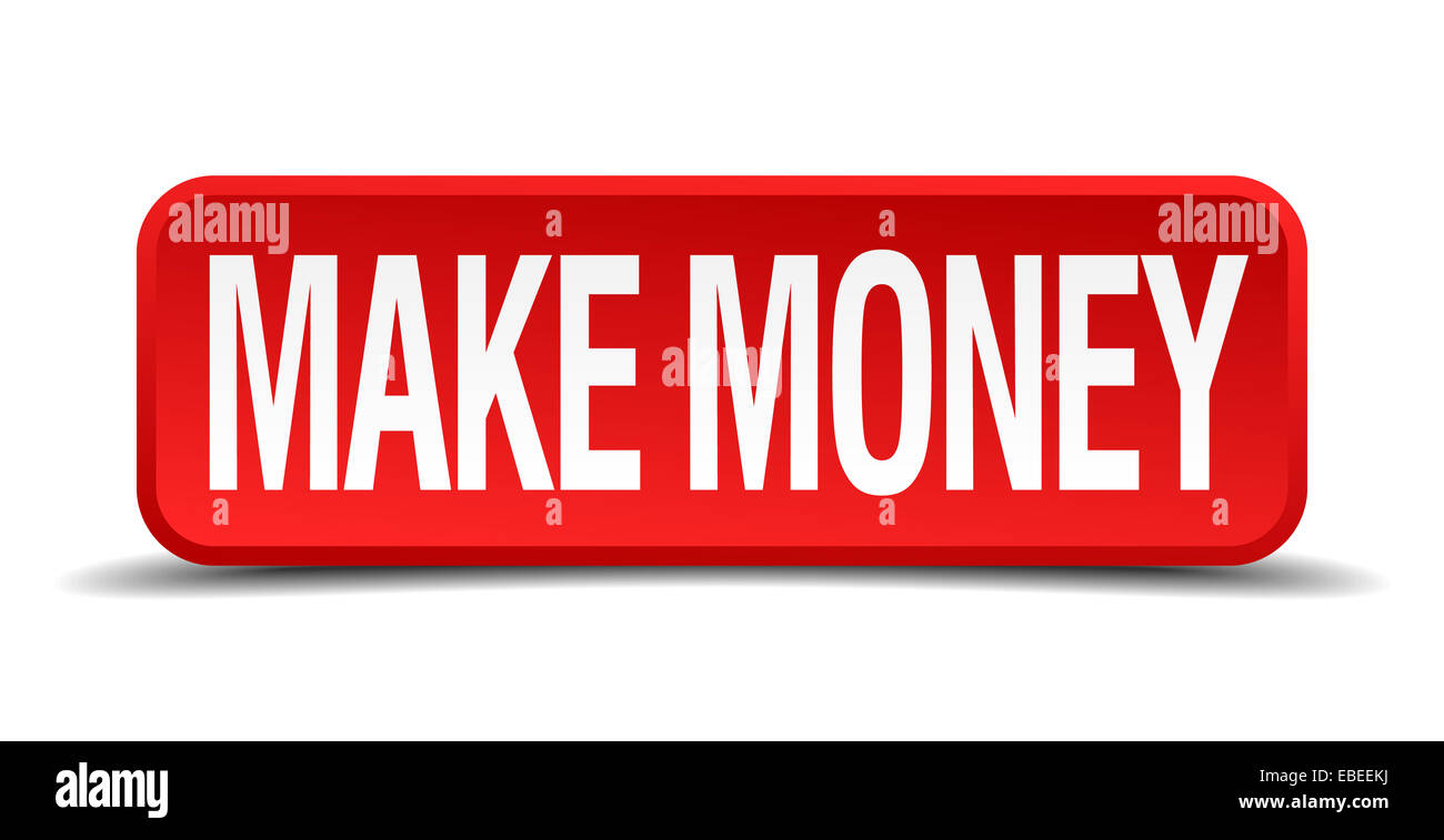 make money red 3d square button isolated on white Stock Photo - Alamy