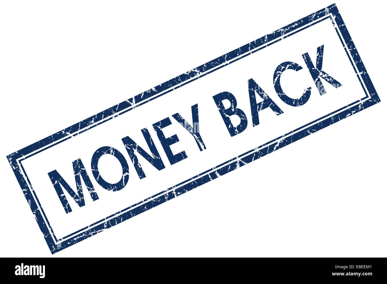 money back blue square stamp Stock Photo - Alamy
