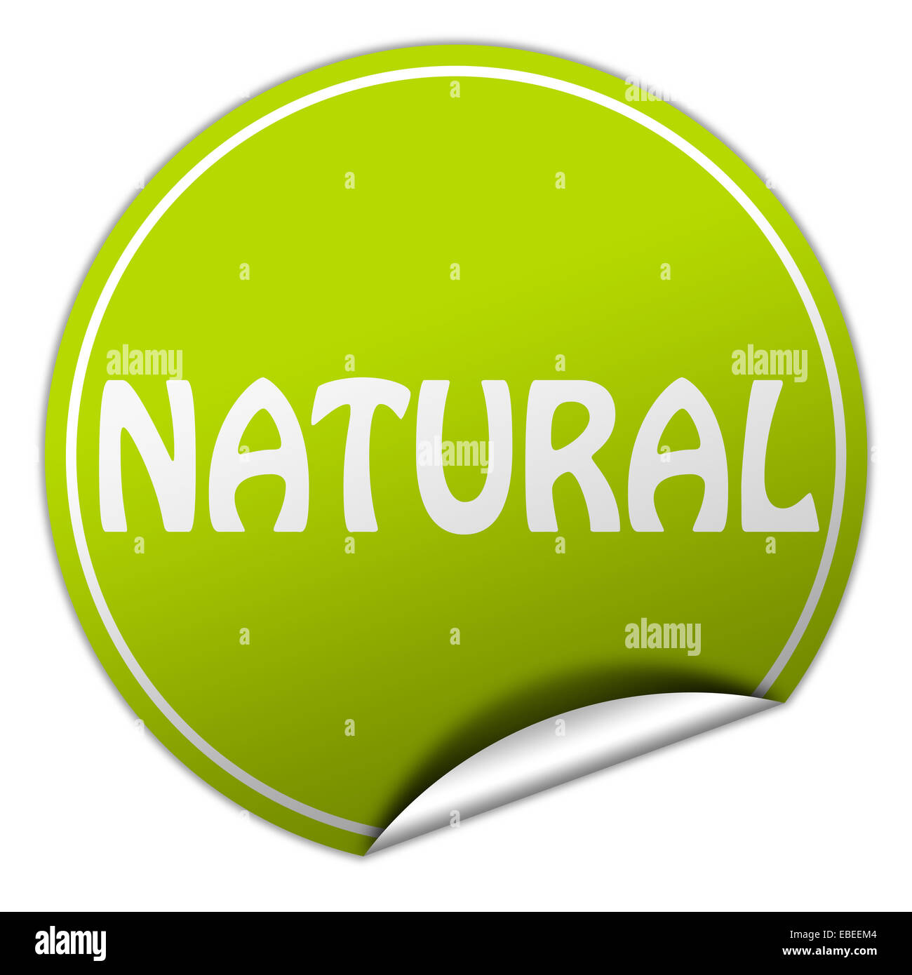 natural round green sticker on white background Stock Photo - Alamy