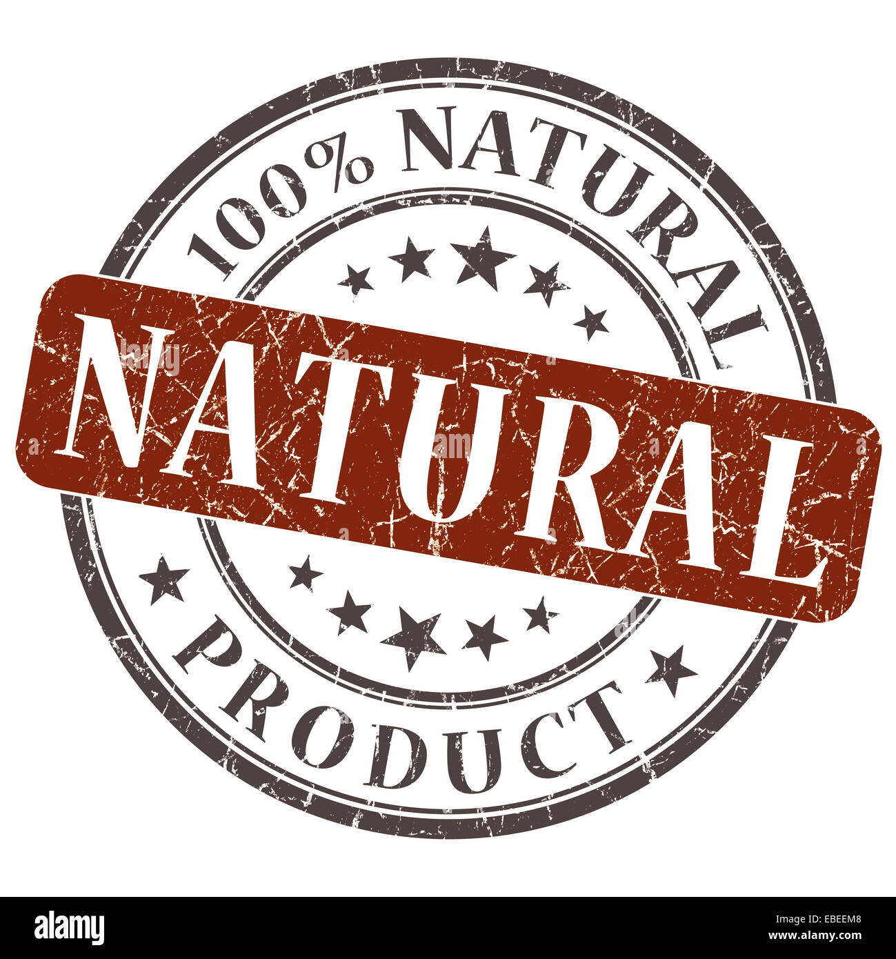 Natural brown round grungy stamp isolated on white background Stock ...