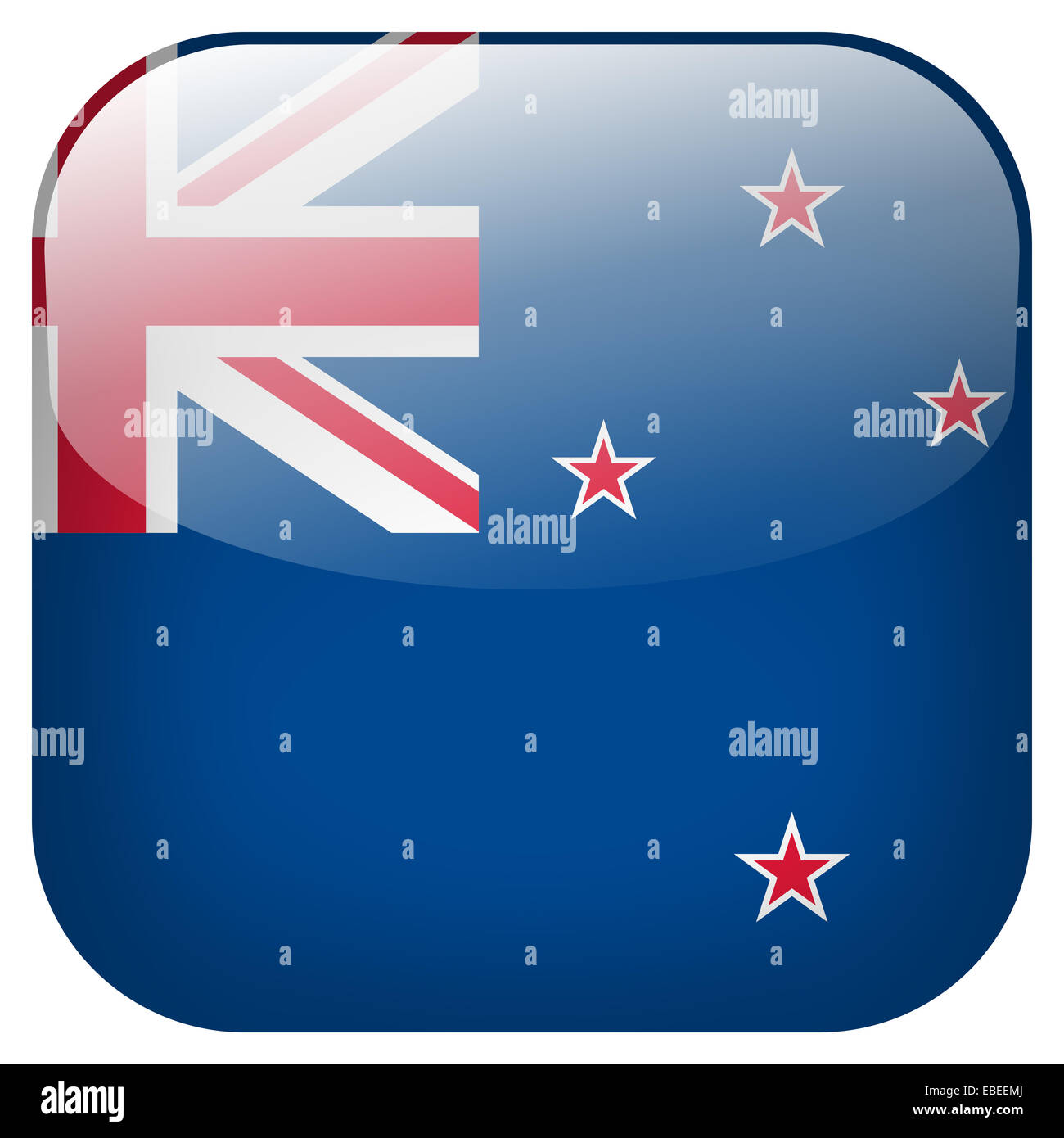 New Zealand national flag square button isolated on white background ...