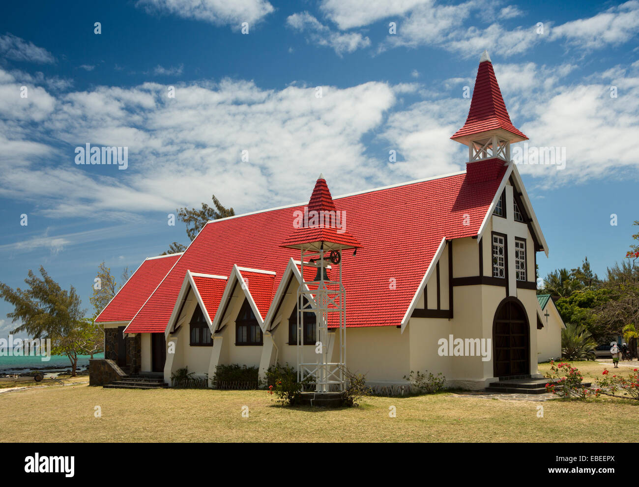 Mauritius, Cap Malheureux, Notre Dame aux Iliatrice Chapelle, seafront ...