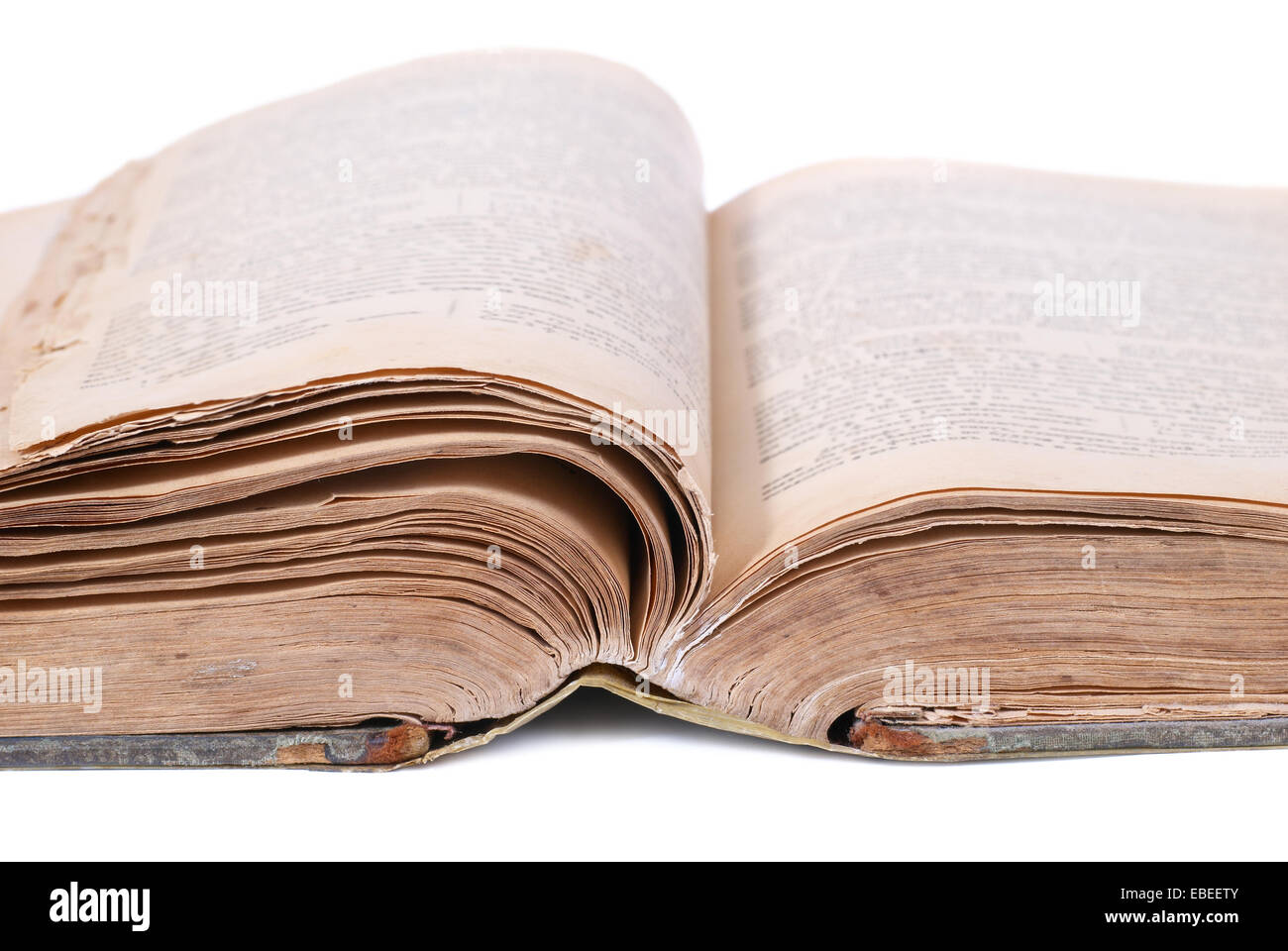 Open old book isolated on white background Stock Photo - Alamy